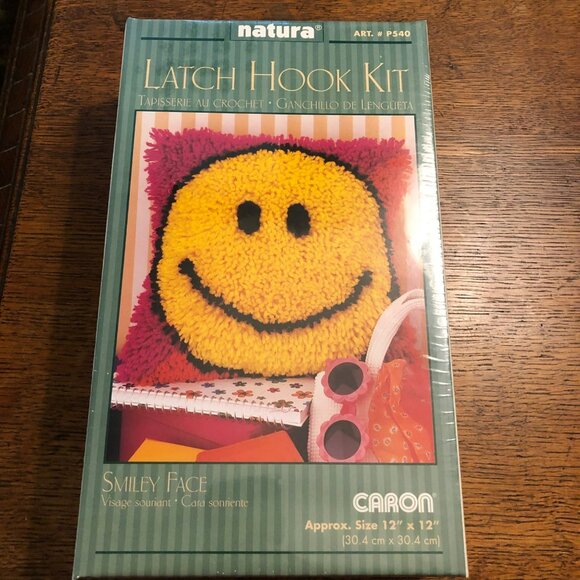 Caron | Art | Caron Latch Hook Kit Smiley Face 2x12 Yellow Black Red ...